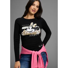 Langarmshirt Kangaroos, Damen, Gr. 36/38, schwarz, Obermaterial: 100% Baumwolle, figurbetont, Rundhals, Shirts Langarmshirt, mit s&uuml;&szlig;em Minnie-Mouse Print