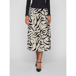 Plisseerock Vila "VINITBAN PRINT SKIRT - NOOS", Damen, Gr. XS (34), birch aop:marble swirl, Web, Obermaterial: 96% Polyester, 4% Elasthan, bedruckt, regular fit wadenlang, R&ouml;cke