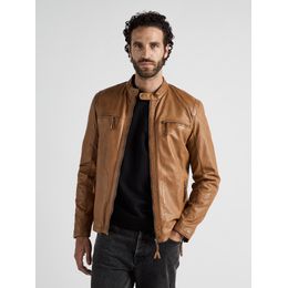 Lederjacke JCC "Macadam", Herren, Gr. L, braun (cognac), Obermaterial: 100% Leder Lamm; Futter: 100% Baumwolle; Ärmelfutter: 100% Polyester, Jacken