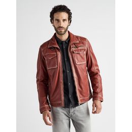 Bikerjacke JCC "31020345", Herren, Gr. 48, braun (oxy fire), Obermaterial: 100% Lammleder; Futter: 100% Baumwolle; Ärmelfutter: 100% Polyester, Jacken
