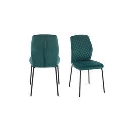 Salesfever Polsterstuhl Set 2 Stück mit Steppdesign und Metallgestell in Grün | Gr.: onesize