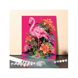 ARTNANAS DIY Malen nach Zahlen Set-"Flamingo im Bl&uuml;tenmeer" | Gr.: 30x40cm mit Keilrahmen nicht ges
