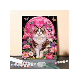 ARTNANAS DIY Malen nach Zahlen Set-"Katze im Mondgarten" | Gr.: 40x50 mit Rahmen
