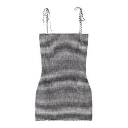 Bershka Kleid Damen Gr&ouml;&szlig;e 38 hellgrau / schwarz / naturwei&szlig;