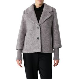 Kurzmantel comma, Damen, Gr. 38, grau (dunkelgrau), Bouclé, Obermaterial: 79% Polyacryl, 16% Wolle, 5% Polyester. Futter: 100% Polyester, Strukturmuster, unifarben, regular fit taillenbedeckt, Rippbündchen, Mäntel, mit Rippbündchen