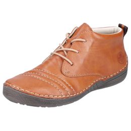 Schn&uuml;rboots Rieker, Damen, Gr. 39, braun (cognac), Lederimitat, Schuhe Schn&uuml;rboots, mit feinen Ziern&auml;hten