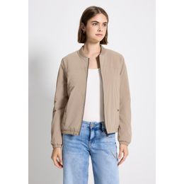 Blouson STREET ONE STUDIO, Damen, Gr. 46, beige (reef sand), Stoff, Obermaterial: 100% Nylon; Futter: 100% Polyester, F&uuml;llung: 100% Polyester, unifarben, normal normal, Rundhals, elastischer Bund, Jacken Blouson, mit Elastiksaum