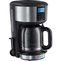 Russell Hobbs Filterkaffeemaschine »Buckingham Dig. Glas 20680-56« 1, 25 l Kaffeekanne 1x4 mit blauem Leuchtring silberfarben/schwarz