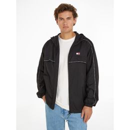 Tommy Jeans Blouson »TJM CHICAGO TAPE WINDBREAKER EXT« mit Kapuze Tape mit Markenschriftzug am Ärmel black L L Leichte Windjacke von Tommy Jeans