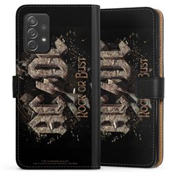DeinDesign Galaxy A72 Handy Klapph&uuml;lle Handyh&uuml;lle aus Kunst Leder schwarz Flip Case Rock Or Bust Official Licensed Product Acdc Sideflip mit langer Lasche
