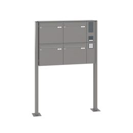 Renz Basic B freistehende Briefkastenanlage mit Sprechfeld 4-fach