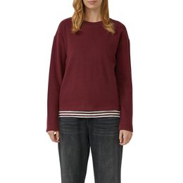 Sweatshirt s.Oliver, Damen, Gr. 42, rot (dunkelrot), Sweatware, Obermaterial: 50% Baumwolle, 50% Polyester, unifarben, Casual, relaxed fit normal, Rundhals, gerader Abschluss, Sweatshirts, mit Rippblende