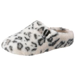 VERBENAS Damen Pantoffel, Gr. 40wei&szlig;, schwarz, leo, Textil, Schuhe, Homeslipper, Wohlf&uuml;hlschuh, Hausschuh, Clog zum Schlupfen