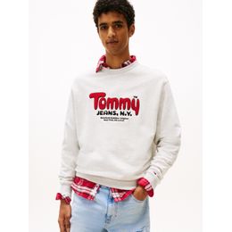 Sweatshirt Tommy Jeans "BOUCLE", Herren, Gr. XXL, lt grau htr, Sweatware, Obermaterial: 100% Baumwolle, unifarben, relaxed fit normal, Rundhals, eingesetzt B&uuml;ndchen, Sweatshirts Sweatshirt, Relaxed fit mit Rundhalsausschnitt