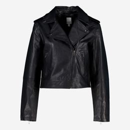 ELLE Schwarze Bikerjacke aus Leder