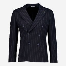 Manuel Ritz Dunkelblauer Blazer aus Wollmischung mit Streifenmuster