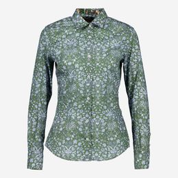 GANESH Gr&uuml;n-blaue Hemdbluse mit Blumenmuster