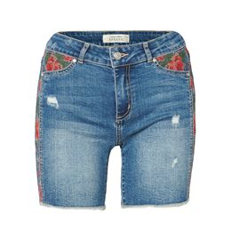 Koroshi Shorts Damen Gr&ouml;&szlig;e 27/28 blue denim / gr&uuml;n / rot