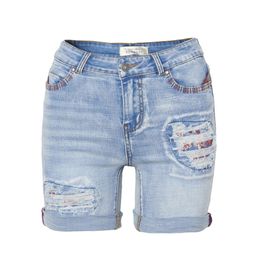 Koroshi Shorts Damen Gr&ouml;&szlig;e 34 hellblau / rostrot / offwhite