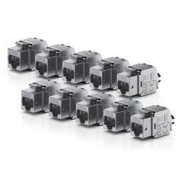PRIMEWIRE 10x Netzwerk-Adapter RJ-45 (Ethernet), Buchse zu Netzwerkkabel, CAT.6a Keystone Modul f&uuml;r LAN Kabel, RJ45 Buchse, feldkonfektionierbar