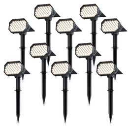 Brandson 10x LED Gartenstrahler Solar Erdspie&szlig;leuchte, Akku Gartenleuchte, Solarspotlight Wandmontage, Ein-/Ausschalter; mehrere Helligkeitsstufen, LED fest integriert, Warmwei&szlig;, Solarstrahler 80 Lumen, Solarleuchte warnwei&szlig;, f&uuml;r Garten, Balkon IP65