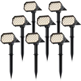 Brandson 8x LED Gartenstrahler Solar Erdspie&szlig;leuchte, Akku Gartenleuchte, Solarspotlight Wandmontage, Ein-/Ausschalter; mehrere Helligkeitsstufen, LED fest integriert, Warmwei&szlig;, Solarstrahler 80 Lumen, Solarleuchte warnwei&szlig;, f&uuml;r Garten, Balkon IP65