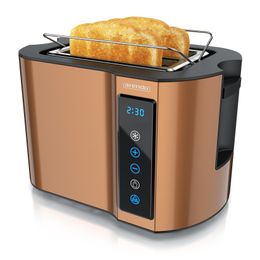 arendo Toaster W&auml;rmeisoliertes Doppelwandgeh&auml;use, Display mit Restzeitanzeige, 2 kurze Schlitze, f&uuml;r 2 Scheiben, 800 W, Touchpanel, Br&ouml;tchenaufsatz, 7 Br&auml;unungsgrade, Brotscheibenzentrierung