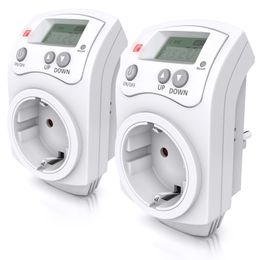 BEARWARE 2x Steckdosen-Thermostat, max. 3680 W, programmierbar von 5&deg;-30&deg;C LCD Display mit Statusanzeige