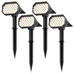 Brandson 4x LED Gartenstrahler Solar Erdspie&szlig;leuchte, Akku Gartenleuchte, Solarspotlight Wandmontage, Ein-/Ausschalter; mehrere Helligkeitsstufen, LED fest integriert, Warmwei&szlig;, Solarstrahler 80 Lumen, Solarleuchte warnwei&szlig;, f&uuml;r Garten, Balkon IP65