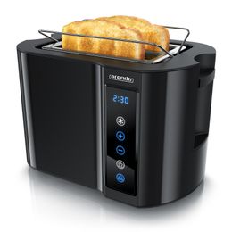 arendo Toaster, Edelstahl, mit Br&ouml;tchenaufsatz, Display & Touch, w&auml;rmeisoliert, verschiedene Schlitze