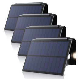 BEARWARE 4x LED Solarleuchte Solar Wandleuchte f&uuml;r au&szlig;en mit Akku & ohne Stromanschluss Wasserdicht, Ein-/Ausschalter; mehrere Helligkeitsstufen, LED fest integriert, Warmwei&szlig;, 1800 mAh Akku, Solarpanel, IP54, wetterfest, f&uuml;r Au&szlig;enmontage