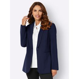 Jackenblazer Lady "Blazer", Damen, Gr. 44, blau (marine), 63% Polyester, 34% Viskose, 3% Elasthan, Blazer