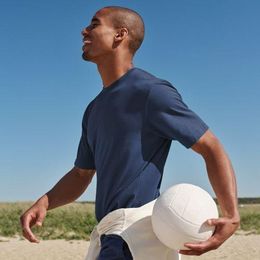 LANDS' END Super-T Kurzarm-Shirt, Classic Fit, Herren,  Blau, Baumwolle, by Lands' End