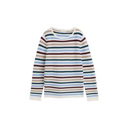Tom Tailor Damen Strickpullover aus Baumwolle, blau, Gestreift, Gr. XS