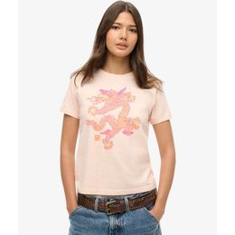 Superdry Damen x Komodo Dragon Slim T-shirt Pink - Gr&ouml;&szlig;e: 40 2102421502186YU4019