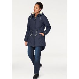 Polarino Damen Funktionsparka, blau, Gr. 46, Fellimitat, Web, Obermaterial: 54% Polyester, 46% Baumwolle. Futter: 100% Polyester. Futter R&uuml;ckenteil:
