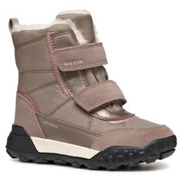 Geox Mädchen Winterstiefel "J TREKKYUP GIRL B ABX", Gr. 37, beige, Lederimitat, Textil, Veloursleder, Schuhe, Klettstiefel, Snowboots, Winterstiefel