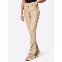 WITT Damen Lederimitathose mit streckender Biese, beige, Größe 38