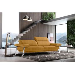 2,5-Sitzer Egoitaliano "Anais, Designsofa mit erstklassigem Sitzkomfort, Fu&szlig;farbe chrom", gelb, Sofas, B/H/T: 232cm x 74cm x 106cm, Luxus-Microfaser Lederoptik, Luxus-Micofaser Lederoptik (100% Polyester) ist ein neues technisches Gewebe mit einem visuellen und taktilen Aspekt, der dem Nubuk sehr nahe kommt, mit innovativen Eigenschaften. Seine au&szlig;erordentliche Weichheit kommt von einem exklusiven