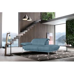 Ottomane Egoitaliano "Anais, erstklassiges Designsofa, Breite 179 cm, Fu&szlig;farbe chrom", blau (hellblau), Sofas, Damen, B/H/T: 179cm x 74cm x 106cm, Luxus-Microfaser Lederoptik, Ottomane rechts, Armlehne links, LEDER -Artikel BULL &ndash; Kat. B: Der Artikel BULL ist ein geschliffenes, pigmentiertes und behandeltes Rindsleder mit einer Dicke von 1, 3-1, 5 mm. Dieses Leder zeigt eine ziemlich weiche Hand m