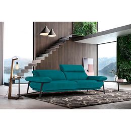 2,5-Sitzer Egoitaliano "Anais, Designsofa mit erstklassigem Sitzkomfort, Fu&szlig;farbe schattengrau", bunt (blaur&uuml;n), Sofas, B/H/T: 232cm x 74cm x 106cm, Luxus-Microfaser, Kopfteil verstellbar, 232 cm, Luxus-Microfaser, blaur&uuml;n, B:232cm H:74cm T:106cm