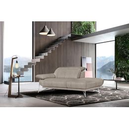 Ottomane Egoitaliano "Anais, erstklassiges Designsofa, Breite 179 cm, Fu&szlig;farbe chrom", grau (opal grau), Sofas, Damen, B/H/T: 179cm x 74cm x 106cm, Luxus-Microfaser Lederoptik, Ottomane rechts, Armlehne links, LEDER -Artikel BULL &ndash; Kat. B: Der Artikel BULL ist ein geschliffenes, pigmentiertes und behandeltes Rindsleder mit einer Dicke von 1, 3-1, 5 mm. Dieses Leder zeigt eine ziemlich weiche Hand 