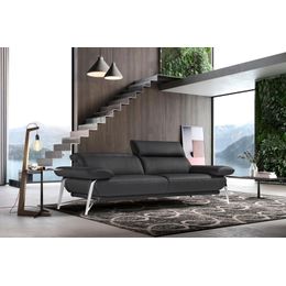 2,5-Sitzer Egoitaliano "Anais, Designsofa mit erstklassigem Sitzkomfort, Fu&szlig;farbe chrom", schwarz, Sofas, B/H/T: 232cm x 74cm x 106cm, Leder BULL, Leder &raquo;BULL&laquo; (echtes Rindsleder). Geschliffenes, pigmentiertes und behandeltes Rindsleder mit einer Dicke von 1, 3-1, 5 mm. Dieses Leder zeigt eine ziemlich weiche Hand mit einem halb undurchsichtigen Aussehen. Es handelt sich um ein gesch&uuml;tztes Leder. 