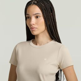 G-Star Raw T-Shirt G-STAR "Rib Cap Sleeve", Damen, Gr. XXL (44), beige (dk brick), Rippstrick, Obermaterial: 94% Baumwolle, 6% Elasthan, unifarben, slim fit normal, Rundhals, Shirts, aus Rippjersey, Slim Fit