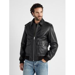 Bikerjacke JCC "31020353", Herren, Gr. 50, schwarz, Obermaterial: 100% Leder, Lamm; Futter: 100% Polyester; Strick: 100% Polyester; &Auml;rmelfutter: 100% Polyester, Jacken