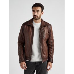 Bikerjacke JCC "31020351", Herren, Gr. 48, braun (cognac), Obermaterial: 100% Lammleder; Innenmaterial: 90% Baumwolle, 10% Polyester; Ärmelfutter: 100% Polyester, mit Knopf, Jacken