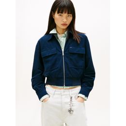 Blouson Tommy Jeans "TJW CORD COACH JACKET IM", Damen, Gr. L (40), schwarz night navy, Web, Obermaterial: 100% Polyester, unifarben, Rippb&uuml;ndchen, Jacken Blouson