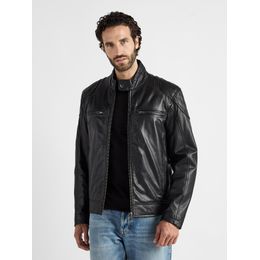 Bikerjacke JCC "31020350", Herren, Gr. 48, schwarz, Obermaterial: 100% Leder Lamm; Futter: 100% Polyester; Wattierung: 100% Polyester; Ärmelfutter: 100% Polyester, Jacken