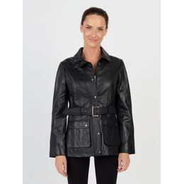 Bikerjacke JCC "R6382", Damen, Gr. 34, schwarz, Obermaterial: 100% Lammleder; Futter: 100% Polyester; Ärmelfutter: 100% Polyester, mit Knopf, Jacken