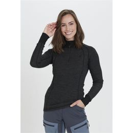 Funktionsshirt WHISTLER "Candee", Damen, Gr. 36, grau (dunkelgrau), 45% Wolle, 45% Polyester, 10% Elasthan, mehrfarbig, normal, Shirts Funktionsshirt, mit praktischem Rei&szlig;verschluss